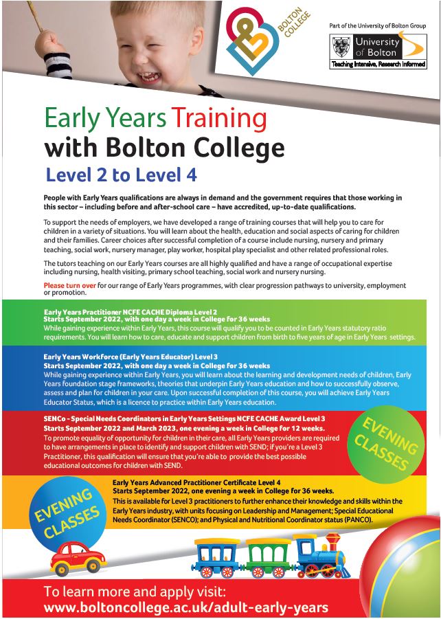 Bolton College: early years courses – Bolton Start Well